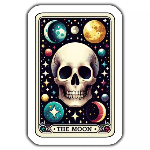Gothic Skull Moon Sticker, Celestial Skull Art Decal, Astral Skull ...