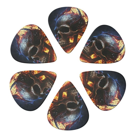 Gothic Skull On Fire Death Cool Guitar Pick 6 Pack for Bass Acoustic ...