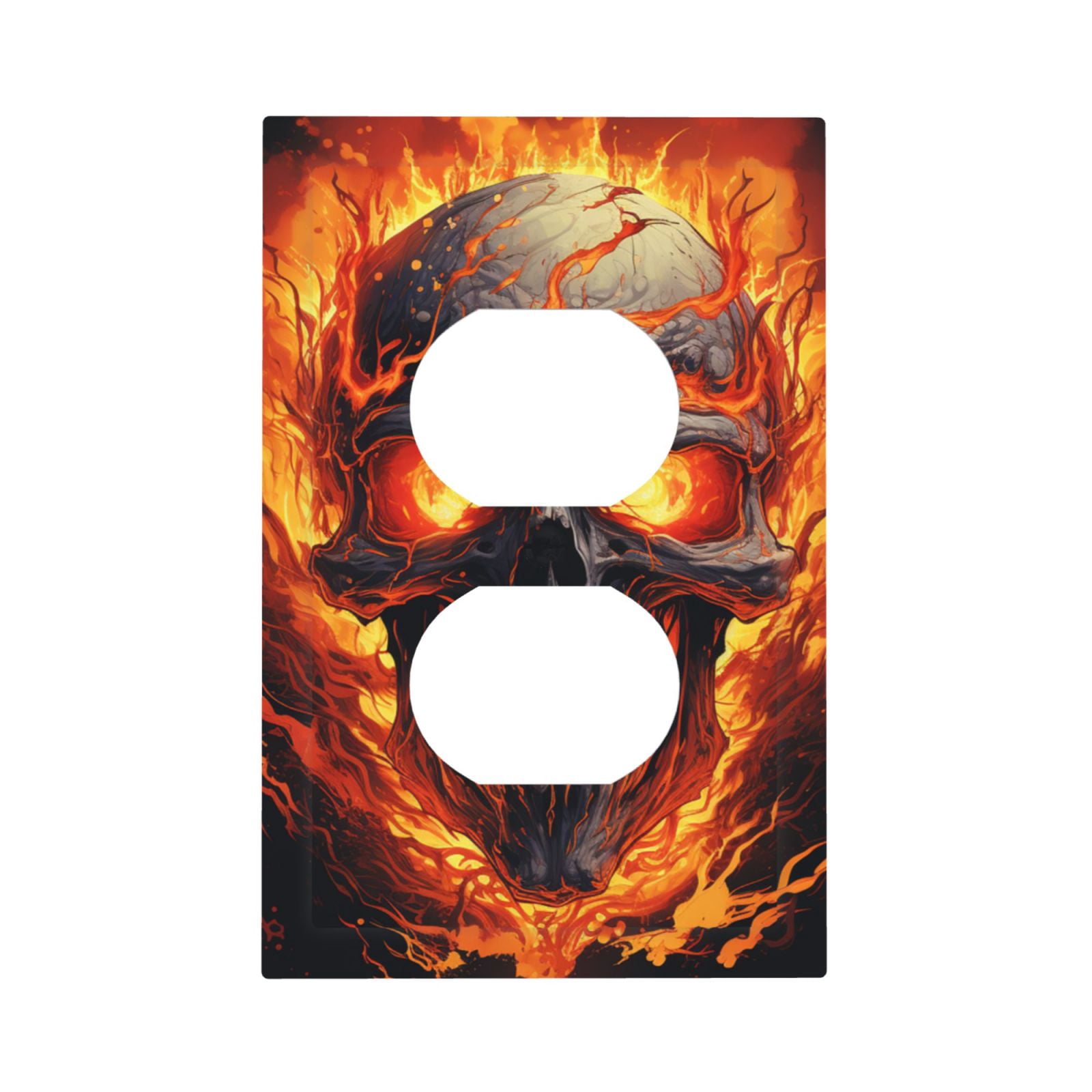 Gothic Skull On Fire Vintage Art Duplex Wall Plate 1 Gang Decorative ...