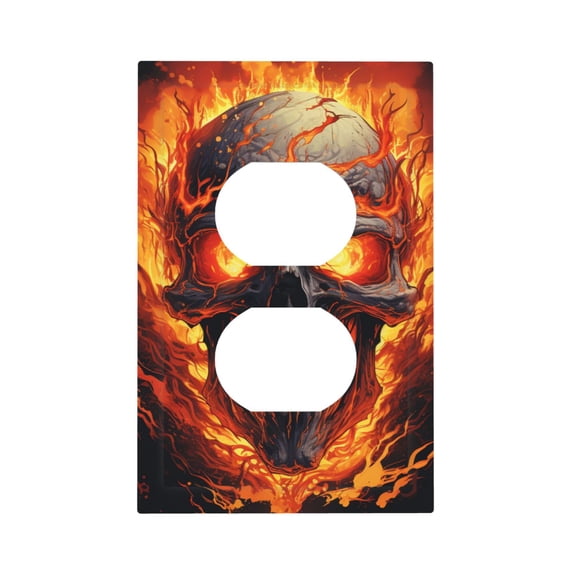 Gothic Skull On Fire Vintage Art Duplex Wall Plate 1 Gang Decorative ...