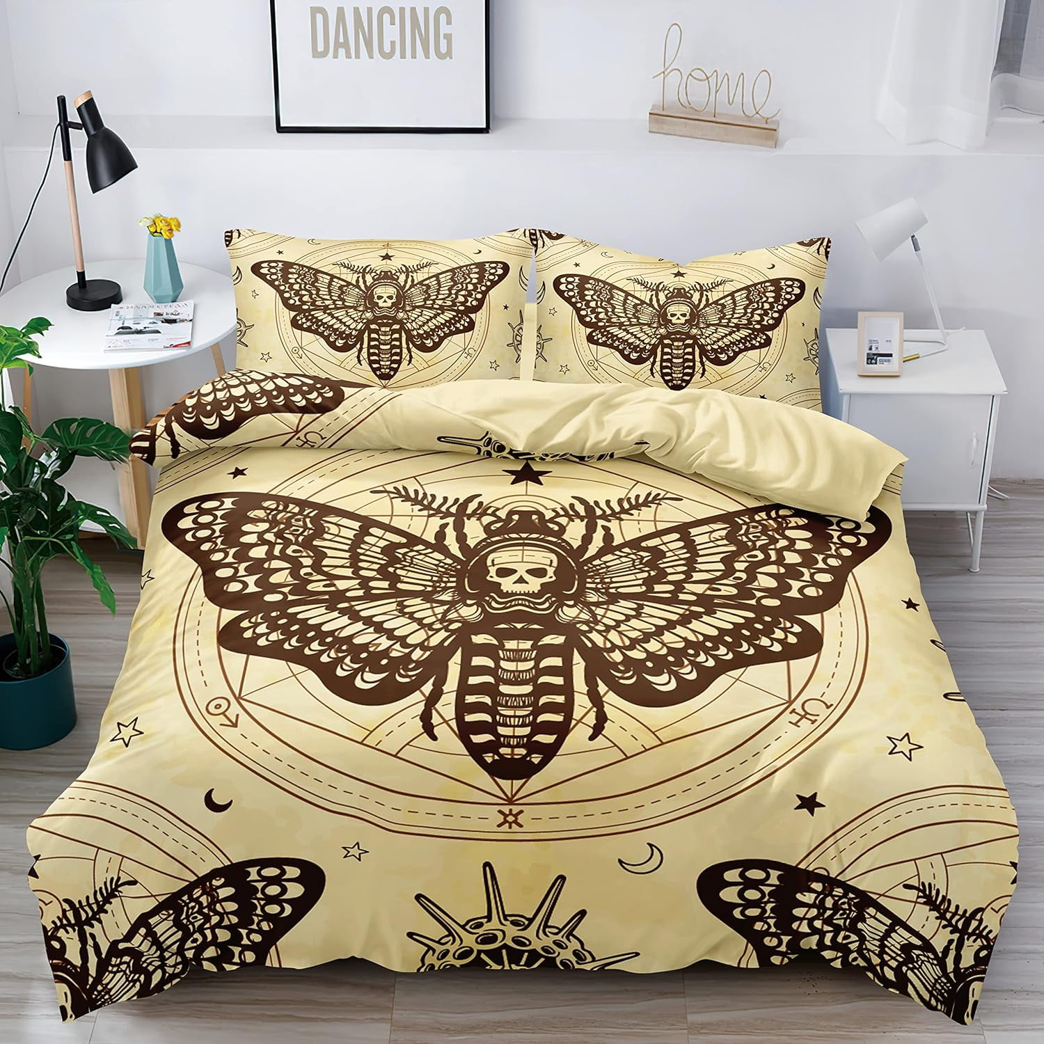 Gothic Skull Print Duvet Cover Set Queen Edgy Skeleton Comforter Covers ...