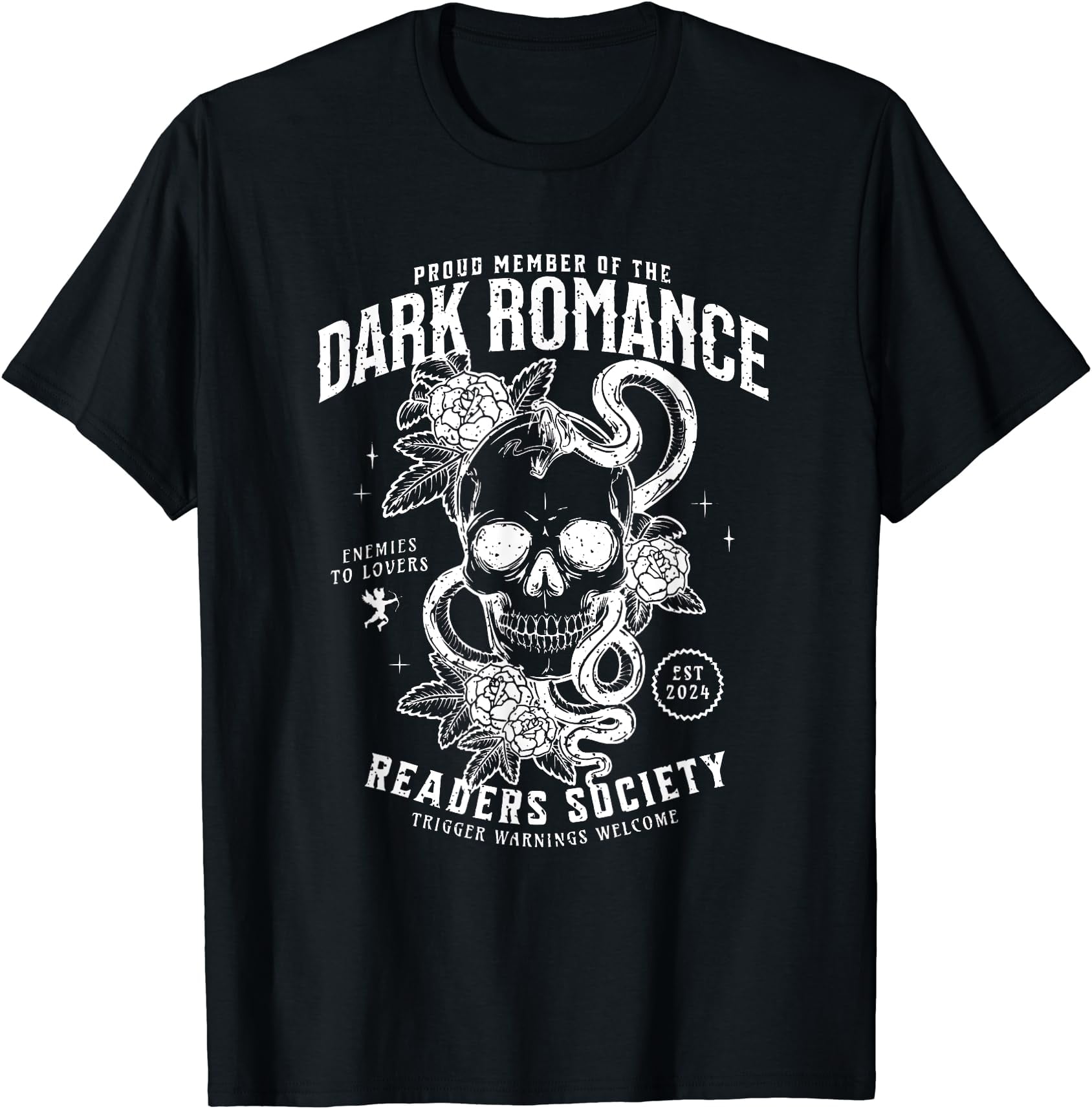 Gothic Skull Rose Book Lover T-Shirt for Readers Society - Walmart.com