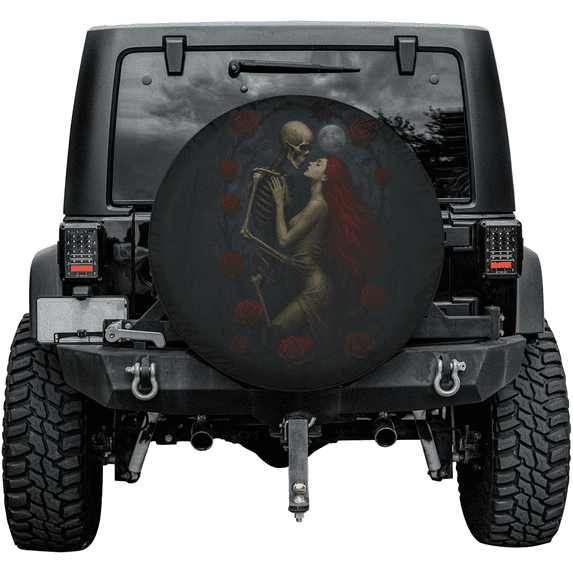 Gothic Skull Rose Spare Tire Cover – Dark Romantic Art Design ...
