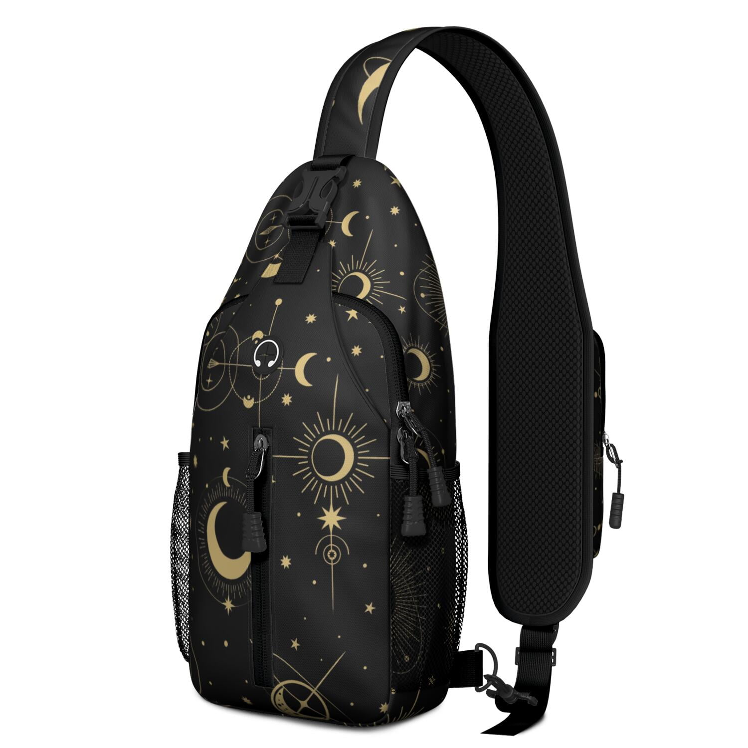 Black Gothic Crossbody Bag with Outer Laptop Holder, Strap Pocket and ...