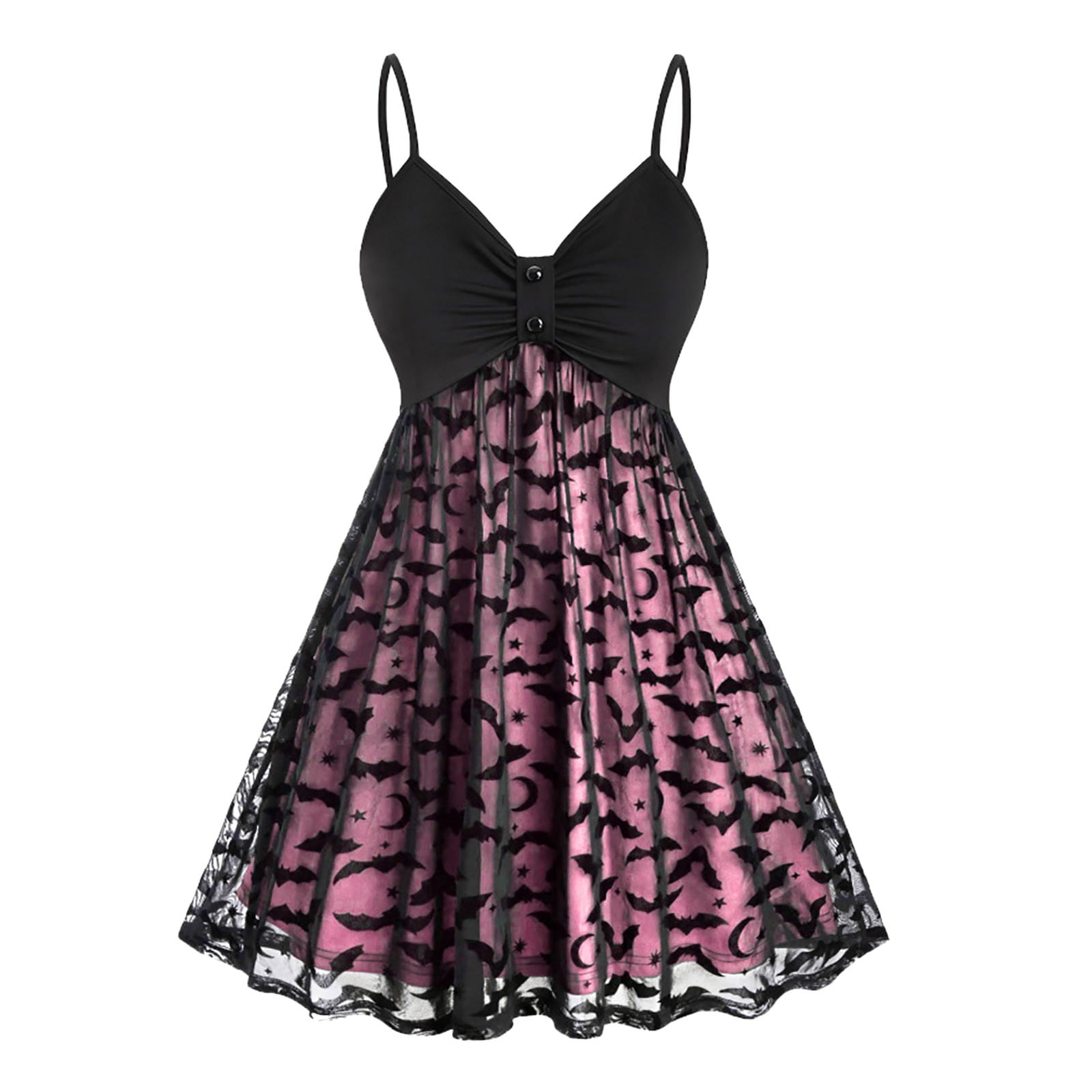 yoeyez Gothic Sling Dress for Women Halloween Vintage Rockabilly Bat ...