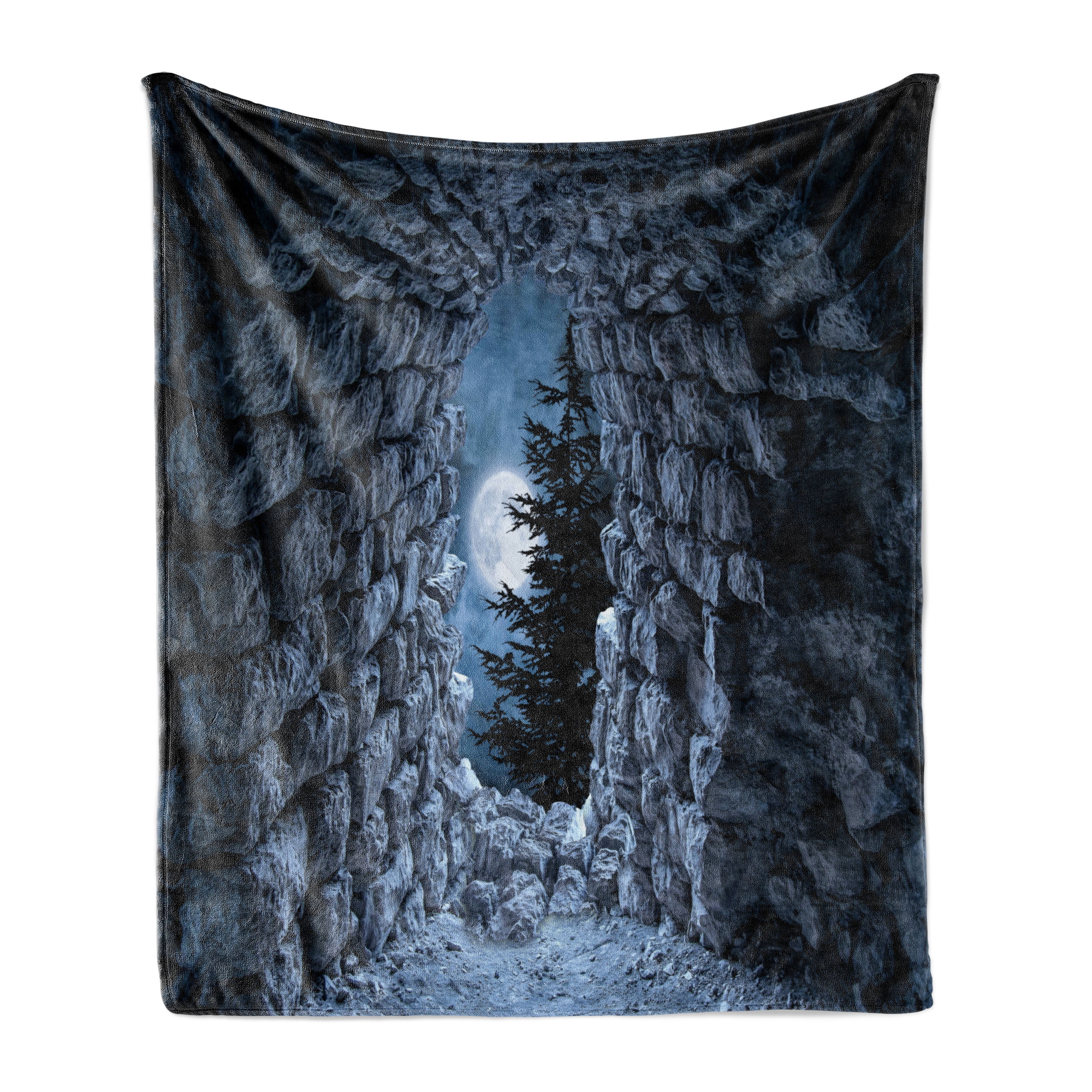 Gothic Soft Flannel Fleece Throw Blanket, Dark Cave the Full Moon at ...