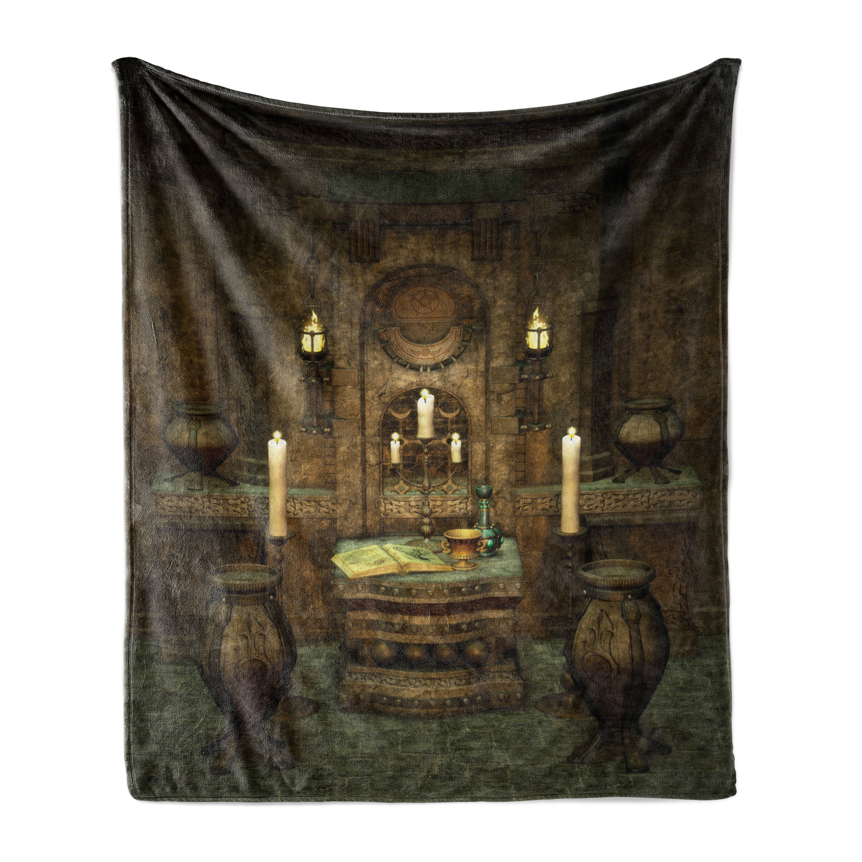 Gothic Soft Flannel Fleece Throw Blanket, Room with Altar in Fantasy ...
