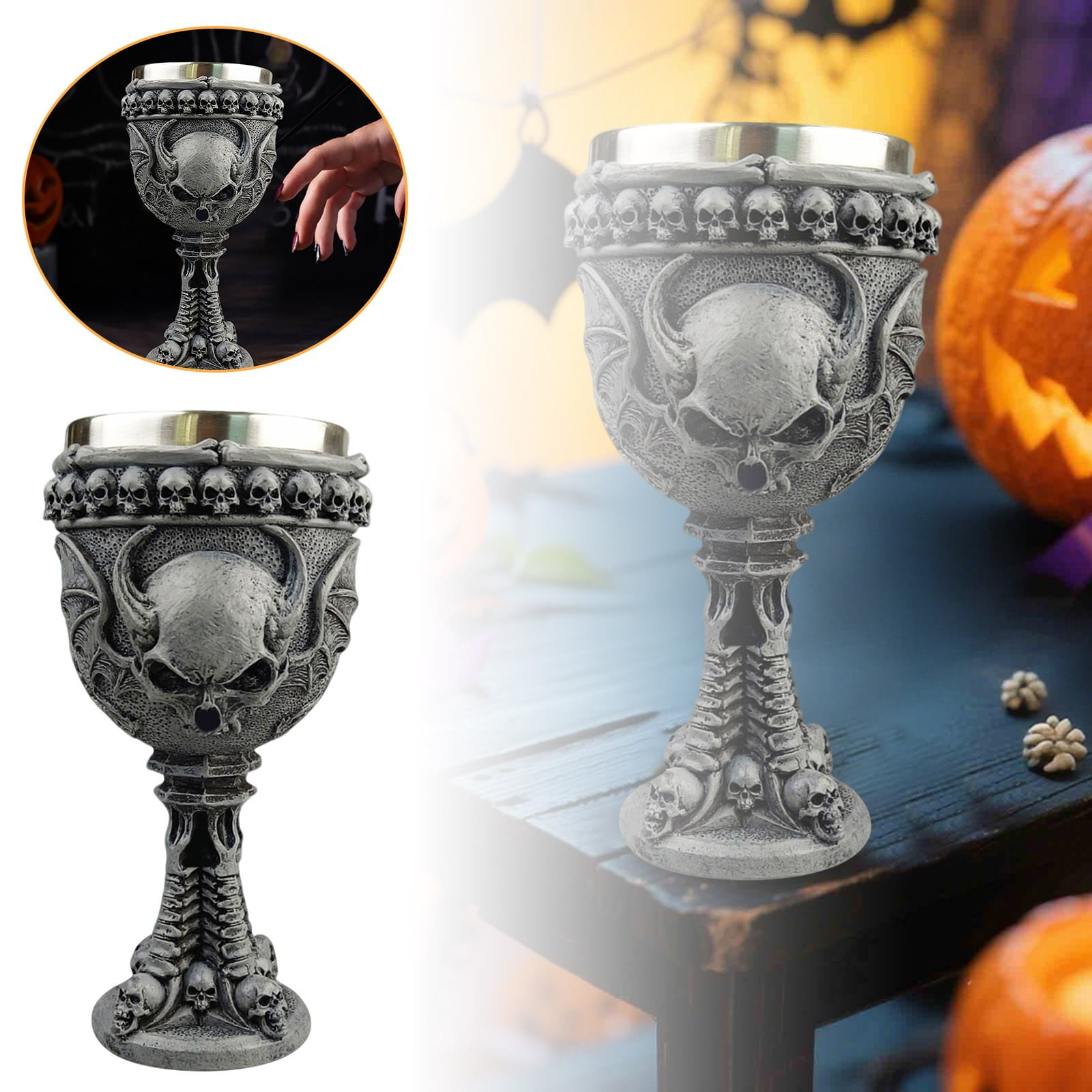 Gothic Stainless Steel Goblet Chalice Style Drinkware for Halloween ...