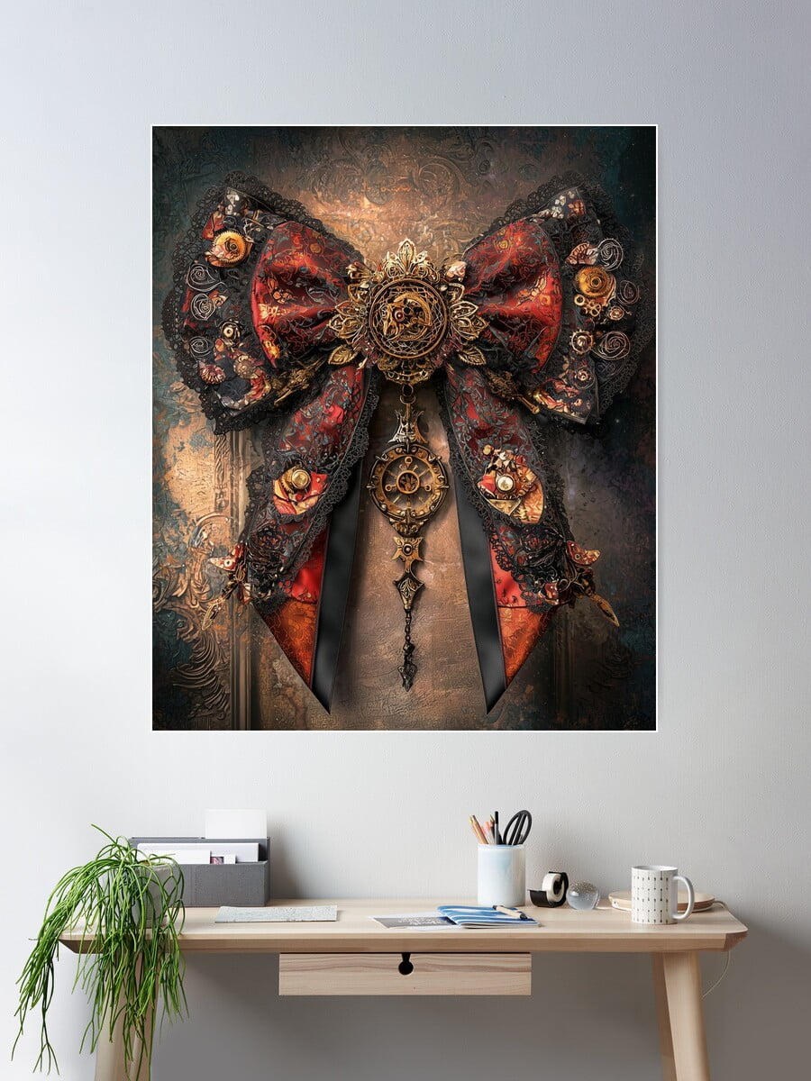 Gothic Steampunk Coquette Bow Â€“ Ornate Victorian Elegance & Clockwork ...