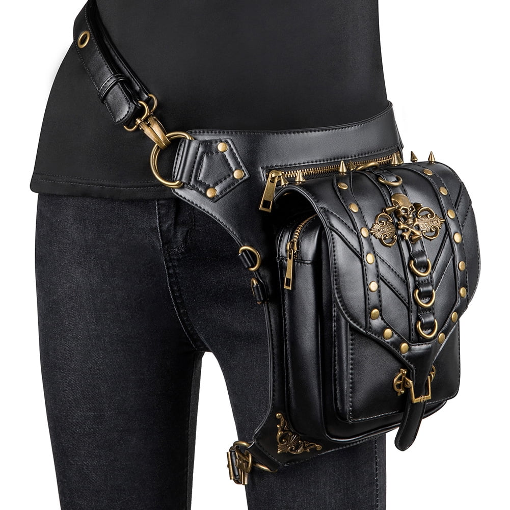 Gothic Steampunk Fanny Pack Halloween Skull Waist Leg Bag For Outdoor ...