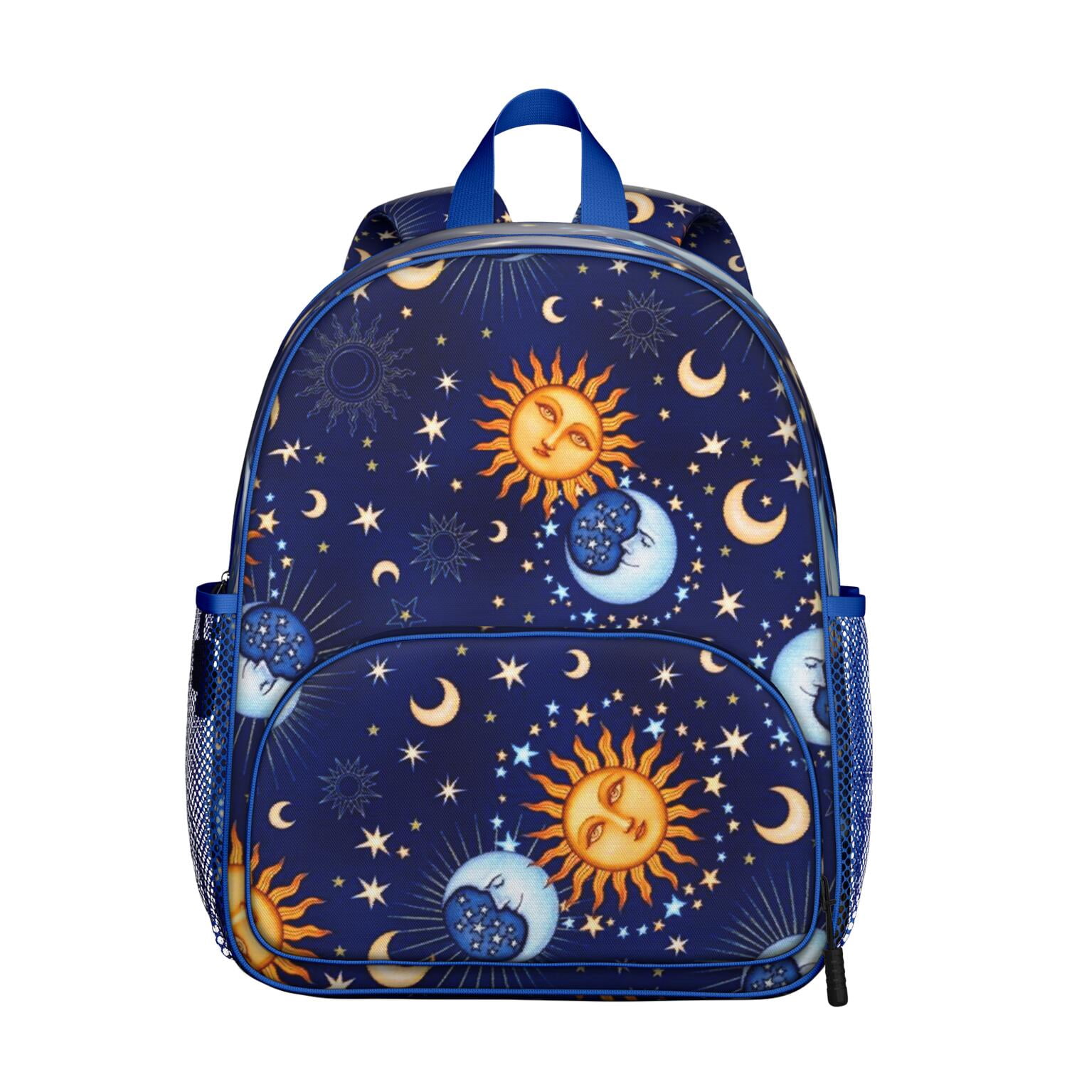 Gothic Student Backpack – Celestial Moon And Star Steampunk Print With ...