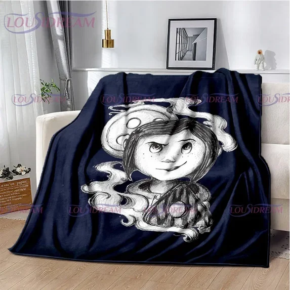 Gothic Style Animation Coraline Print Blanket Children's Blanket Family ...