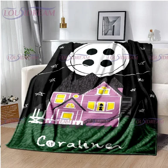 Gothic Style Animation Coraline Print Blanket Children's Blanket Family ...
