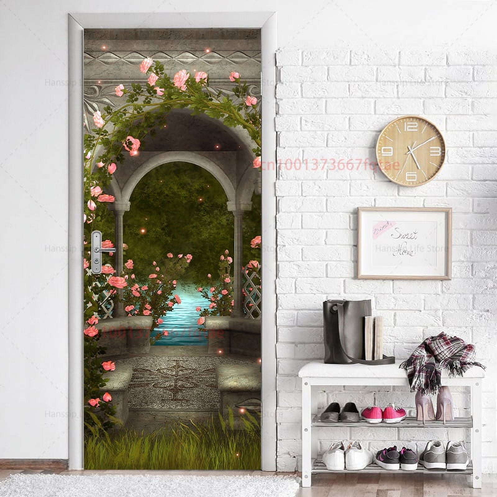 Gothic Style Arched Door Design Wallpaper Waterproof PVC Retro ...