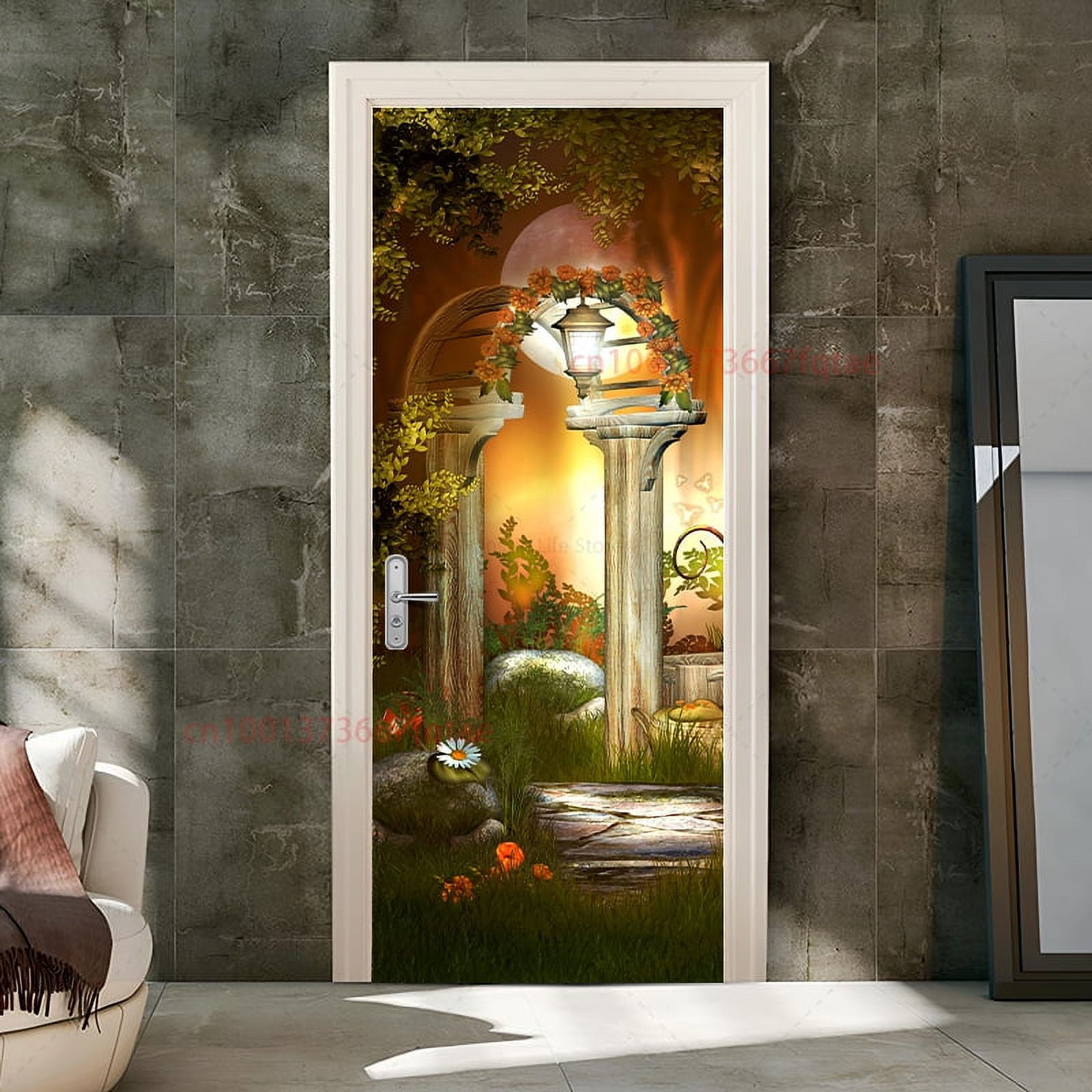 Gothic Style Arched Door Design Wallpaper Waterproof PVC Retro ...
