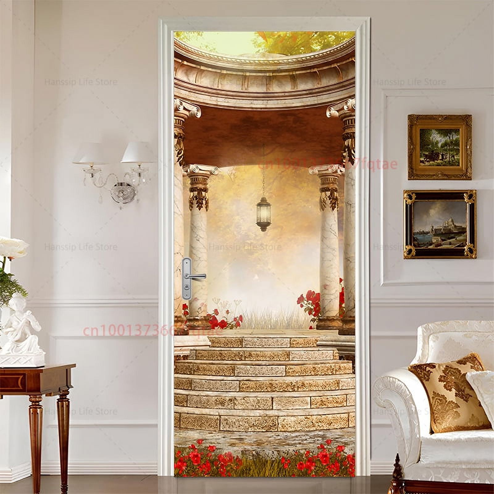 Gothic Style Arched Door Design Wallpaper Waterproof PVC Retro ...