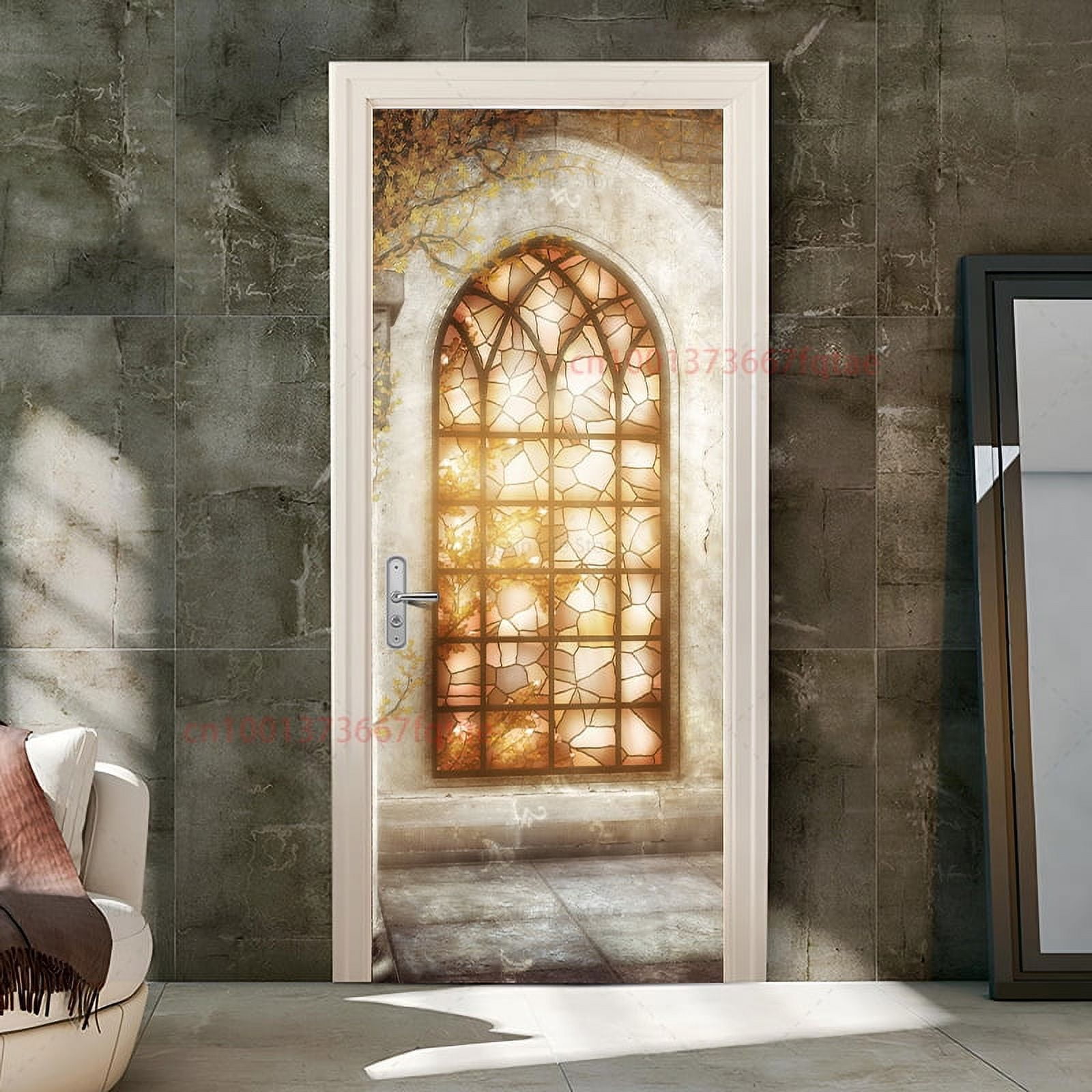 Gothic Style Arched Door Design Wallpaper Waterproof PVC Retro ...