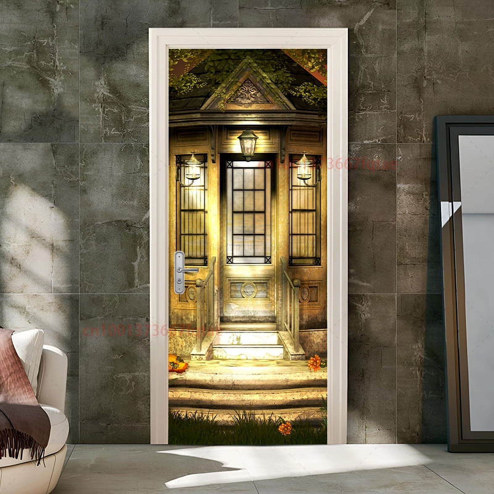 Gothic Style Arched Door Design Wallpaper Waterproof PVC Retro ...