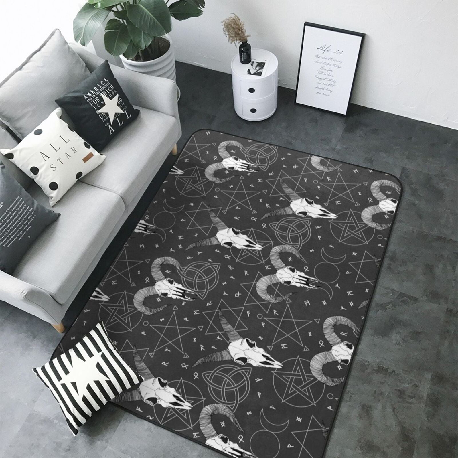 Gothic Style Cool Goat Skull_A Area Rugs for Living Room Bedroom, 5x7 ...