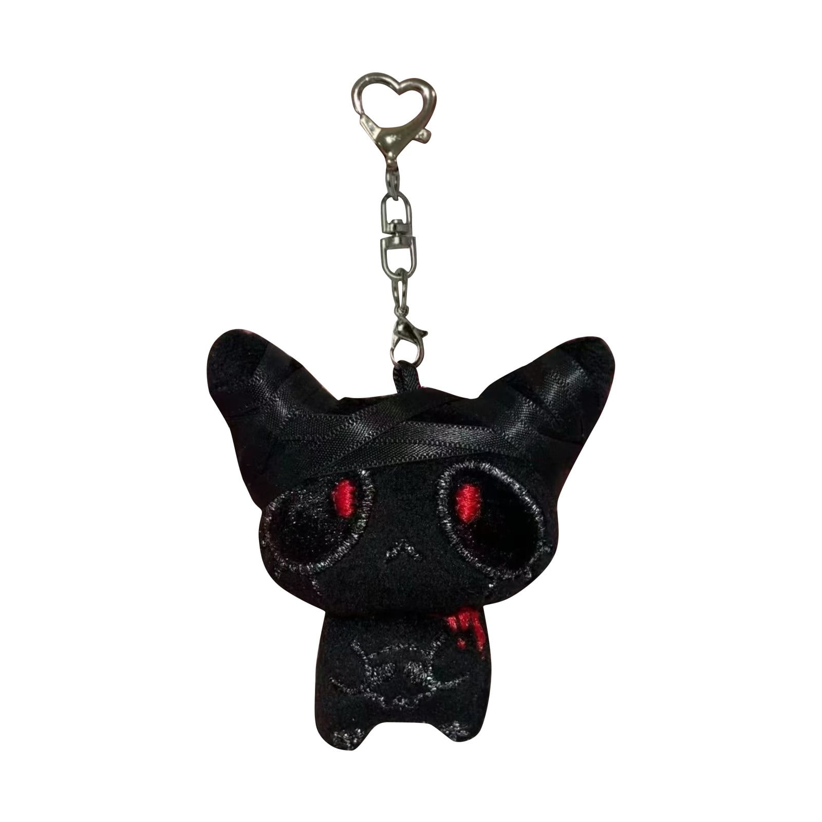 Gothic Style Imp Plush Keychain, Black Guardian Doll With Heart ...