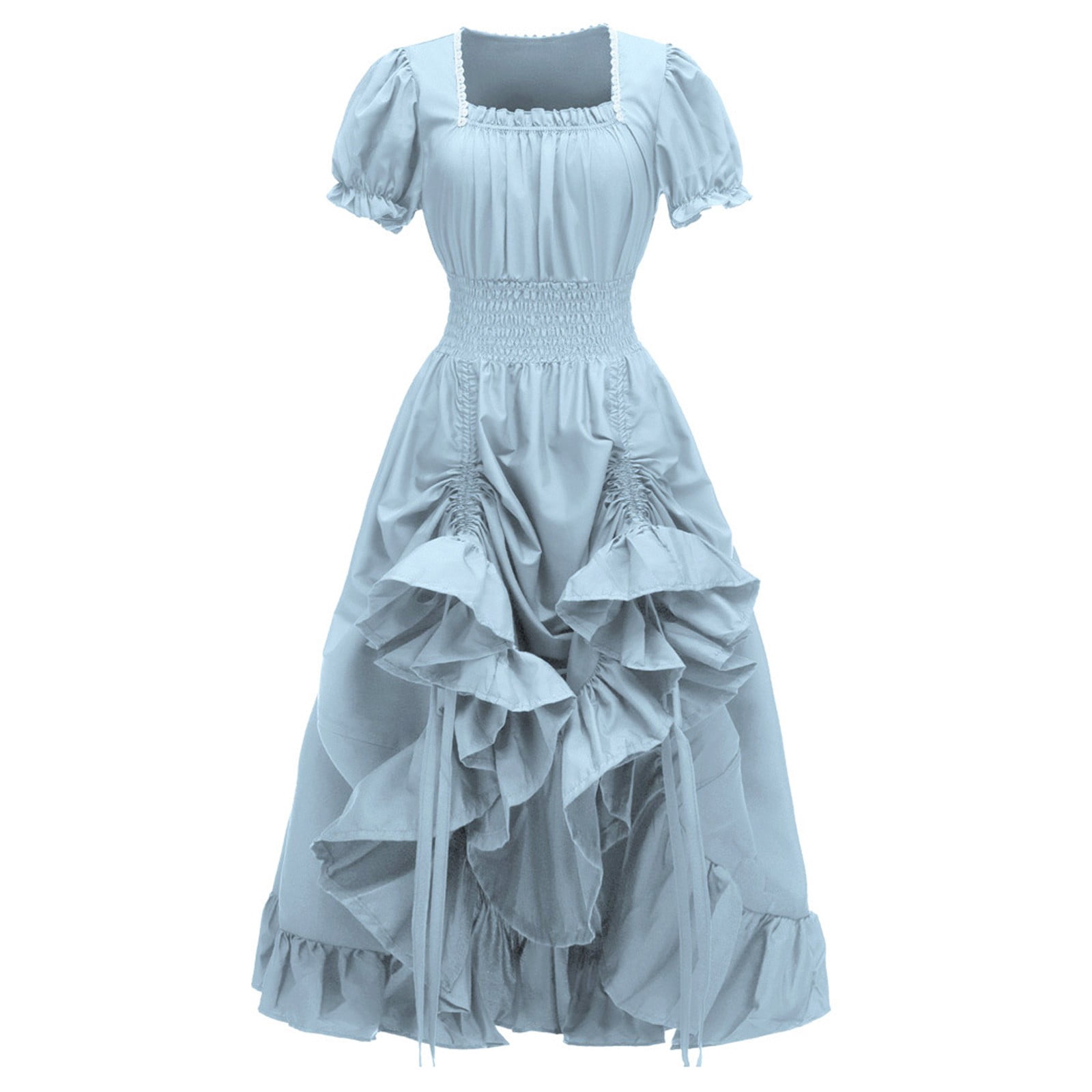 Gothic Sundress, Women'S Square Neck Lace Dress Medieval Rustic Retro ...