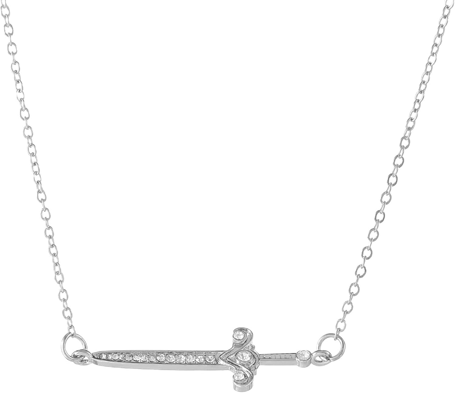 Gothic Sword Cross Necklace Punk Cool Long Dagger Knife Antiqued Silver ...