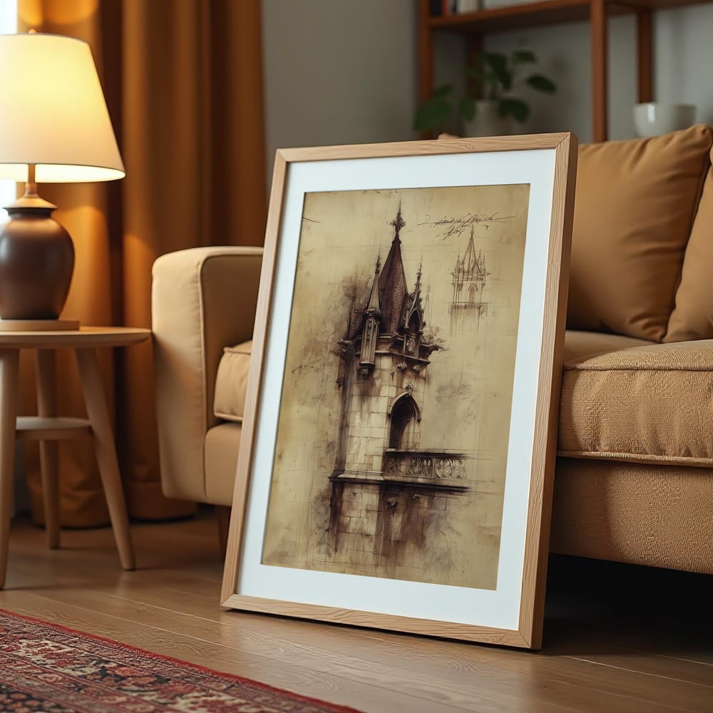 Gothic Tower Architectural Print Vintage Gothic Architectural Technical ...