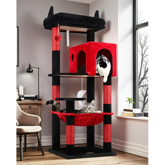 Gothic Tree Tower with for Indoor Cats, 53inch Tall Plush Multi-Level ...