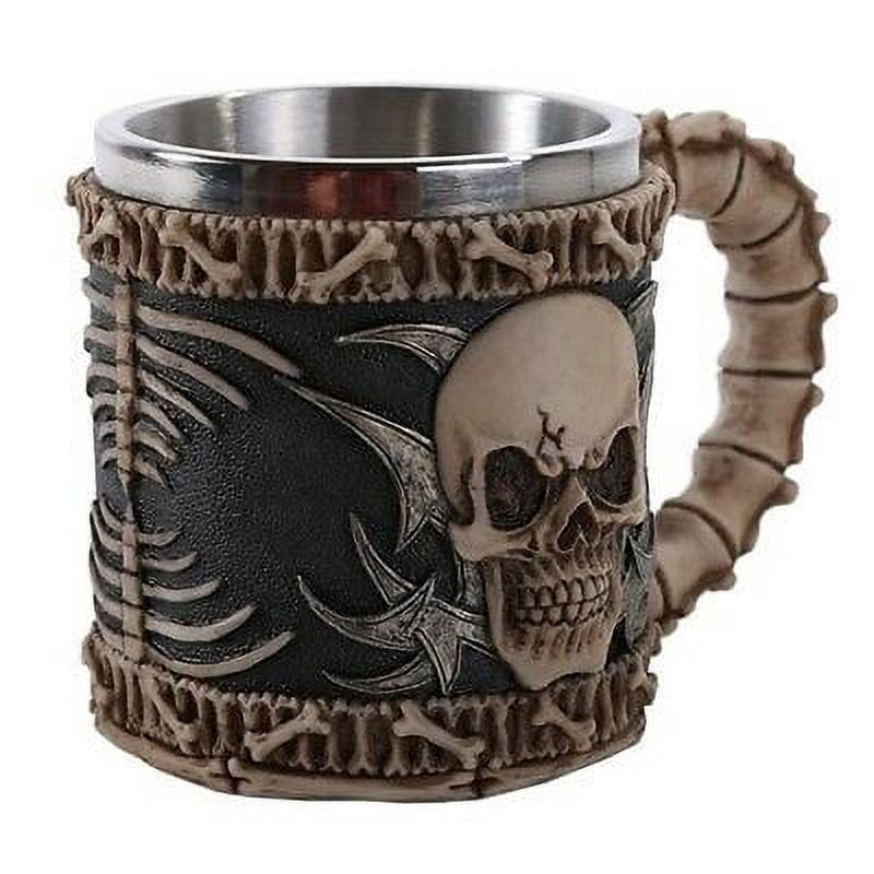 Gothic Tribal Skull Tankard Coffee Beverage Mug Stainless Steel Insert ...