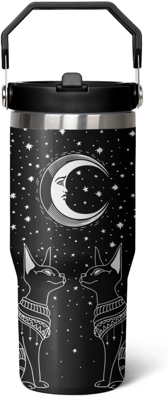 Gothic Tumbler with Handle 30oz Goth Water Bottle Cup Black Moon ...