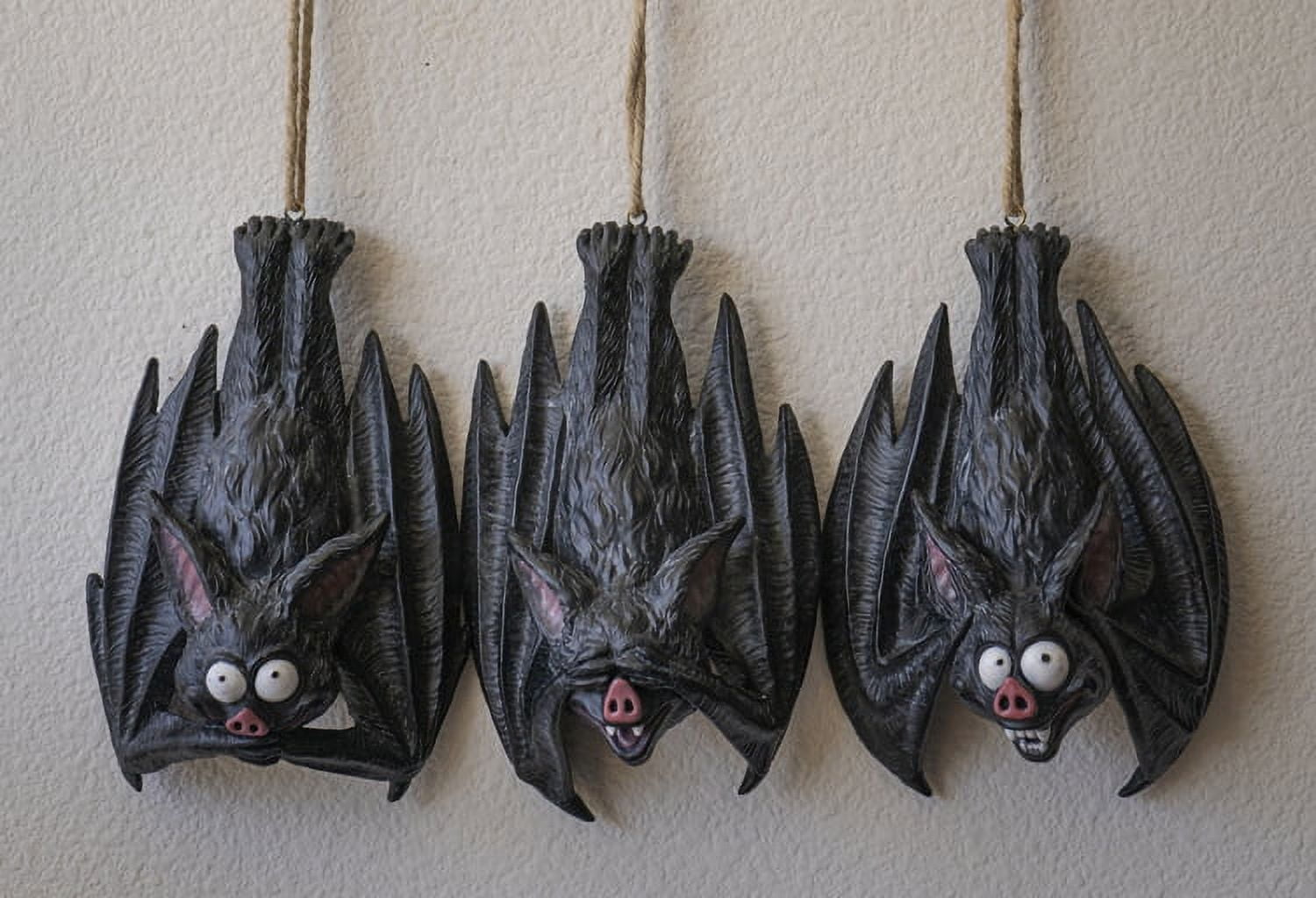 Gothic Vampire See Hear Speak No Evil Comical Bats Hanging Ornament Set ...