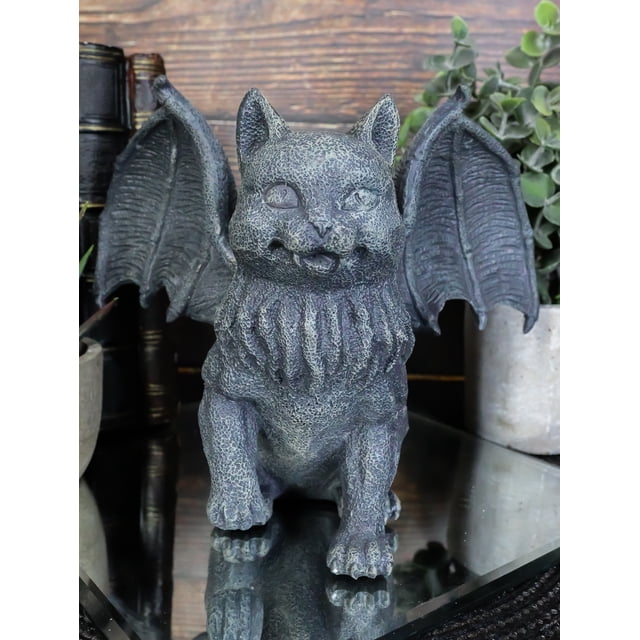 Gothic Vampire Winged Cat Gargoyle With Fangs Raising Paw Candle Holder ...