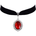 Gothic Velvet Choker Necklace for Women with Red Pendant, Black Choker ...