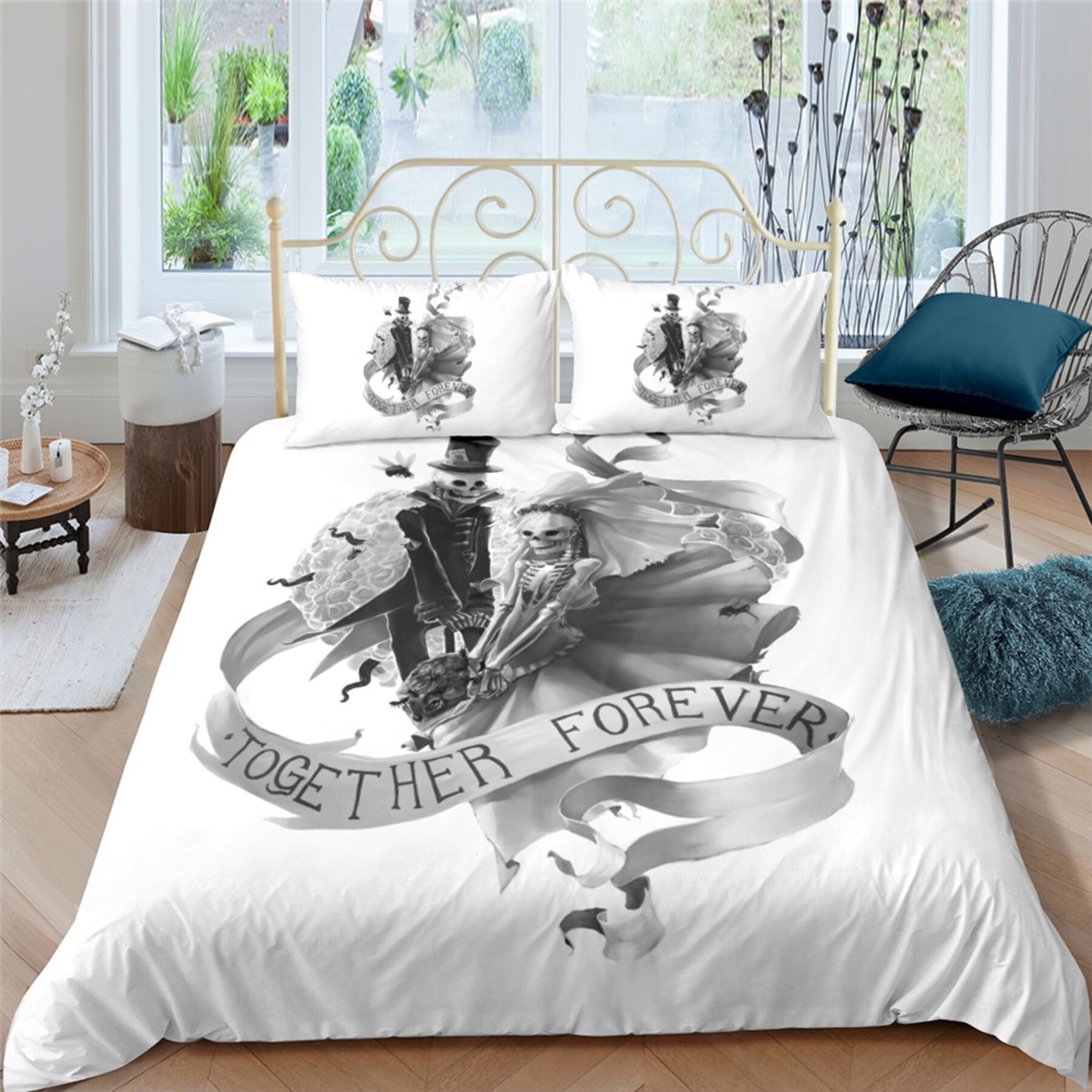 Gothic Victorian Skeleton Bride & Duvet Cover Set "Together Forever ...
