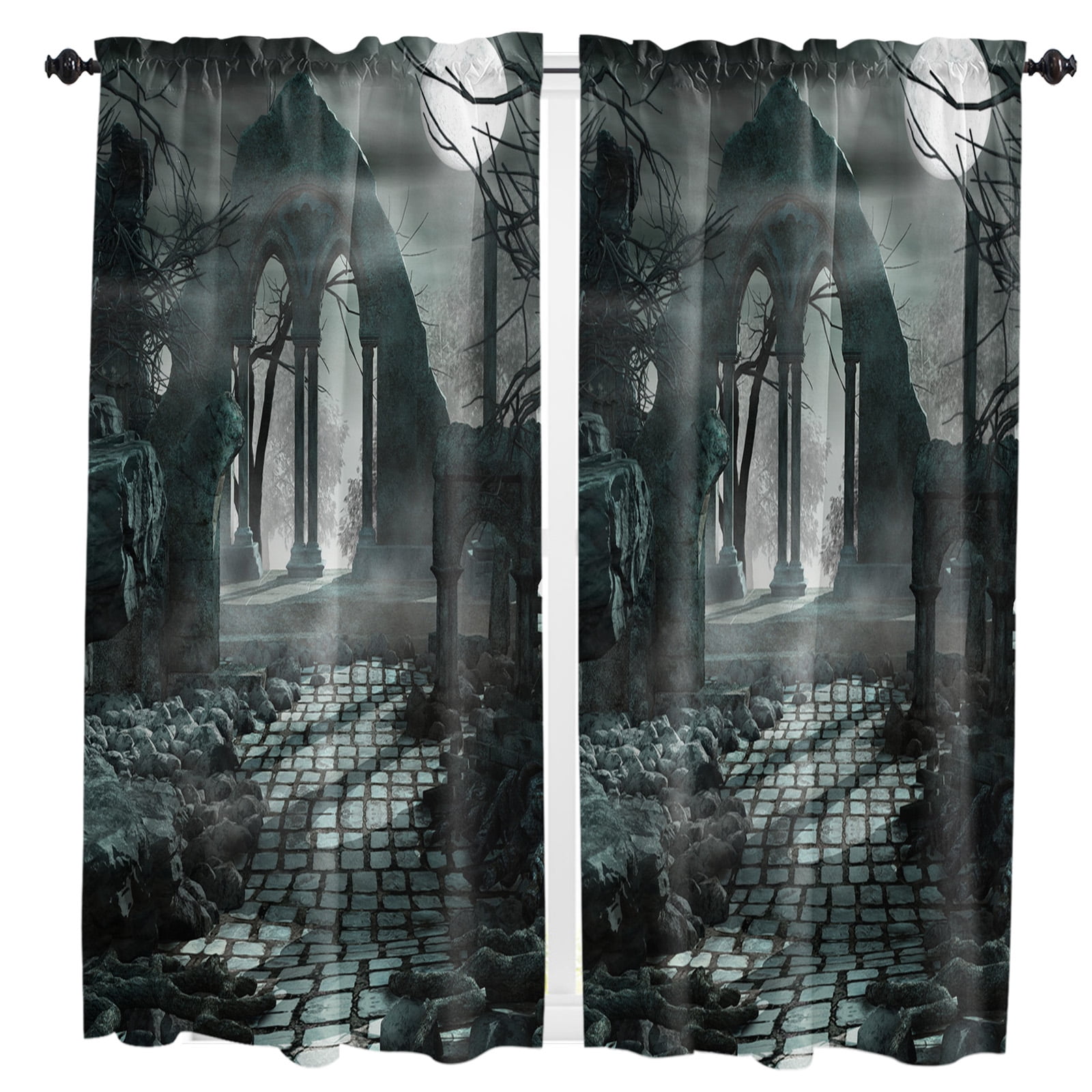 Gothic Vintage House rative Window Curtains for Living Room the Bedroom ...