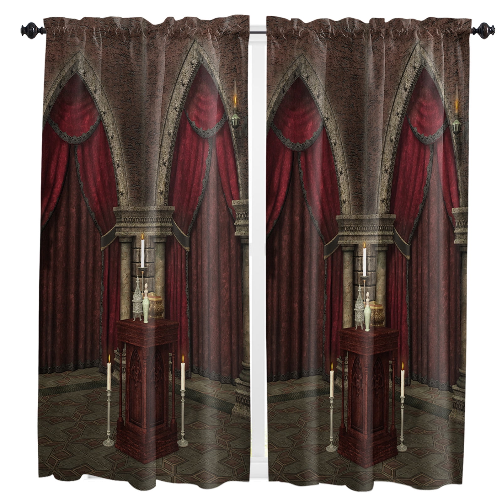 Gothic Vintage House rative Window Curtains for Living Room the Bedroom ...