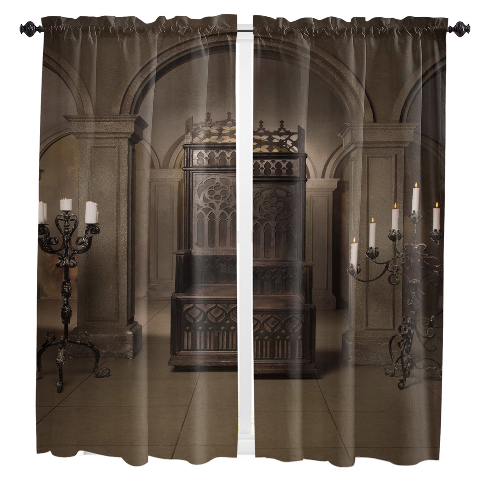 Gothic Vintage House rative Window Curtains for Living Room the Bedroom ...