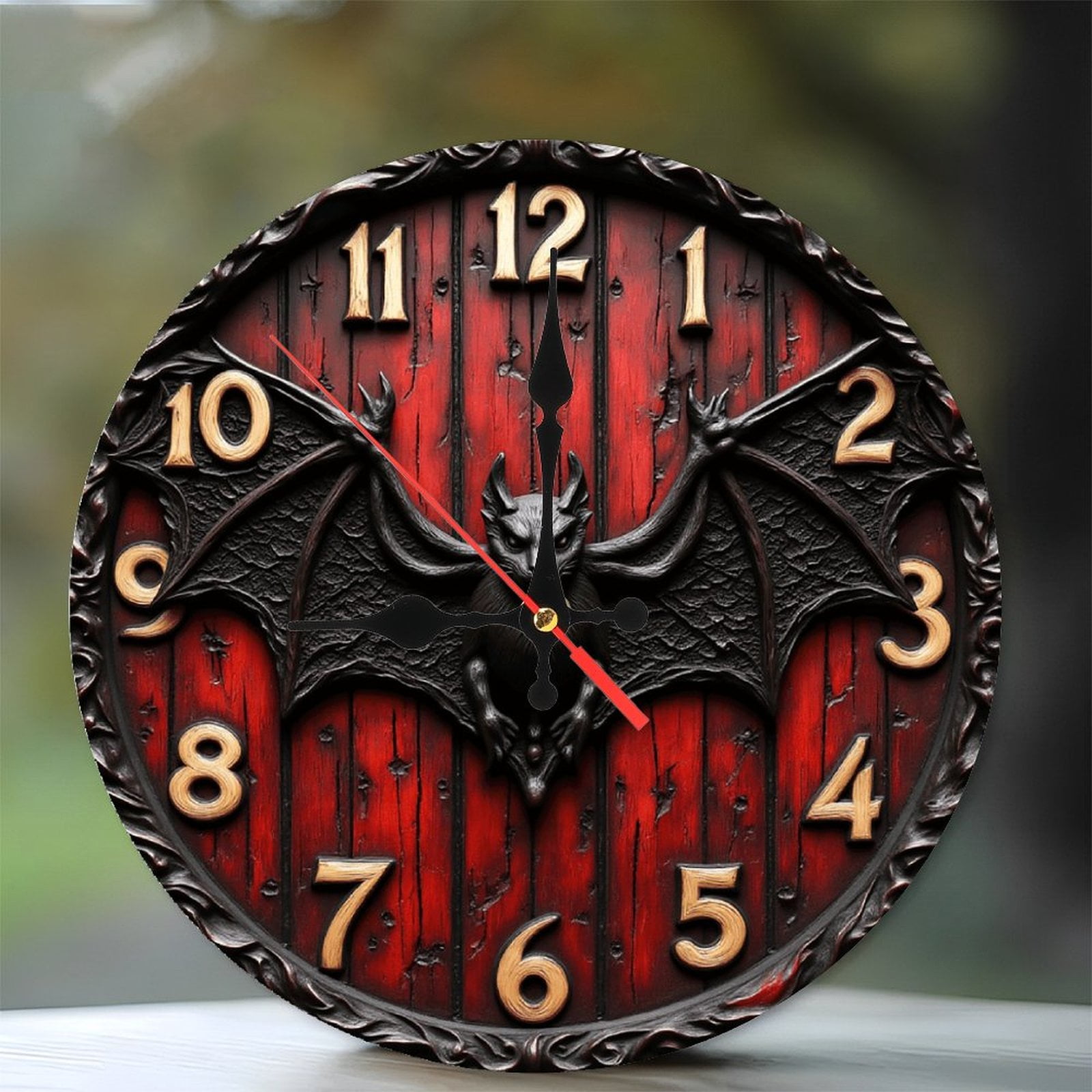 Gothic Wall Clock with Bat Design for Home Decoration 10-Inch Silent ...
