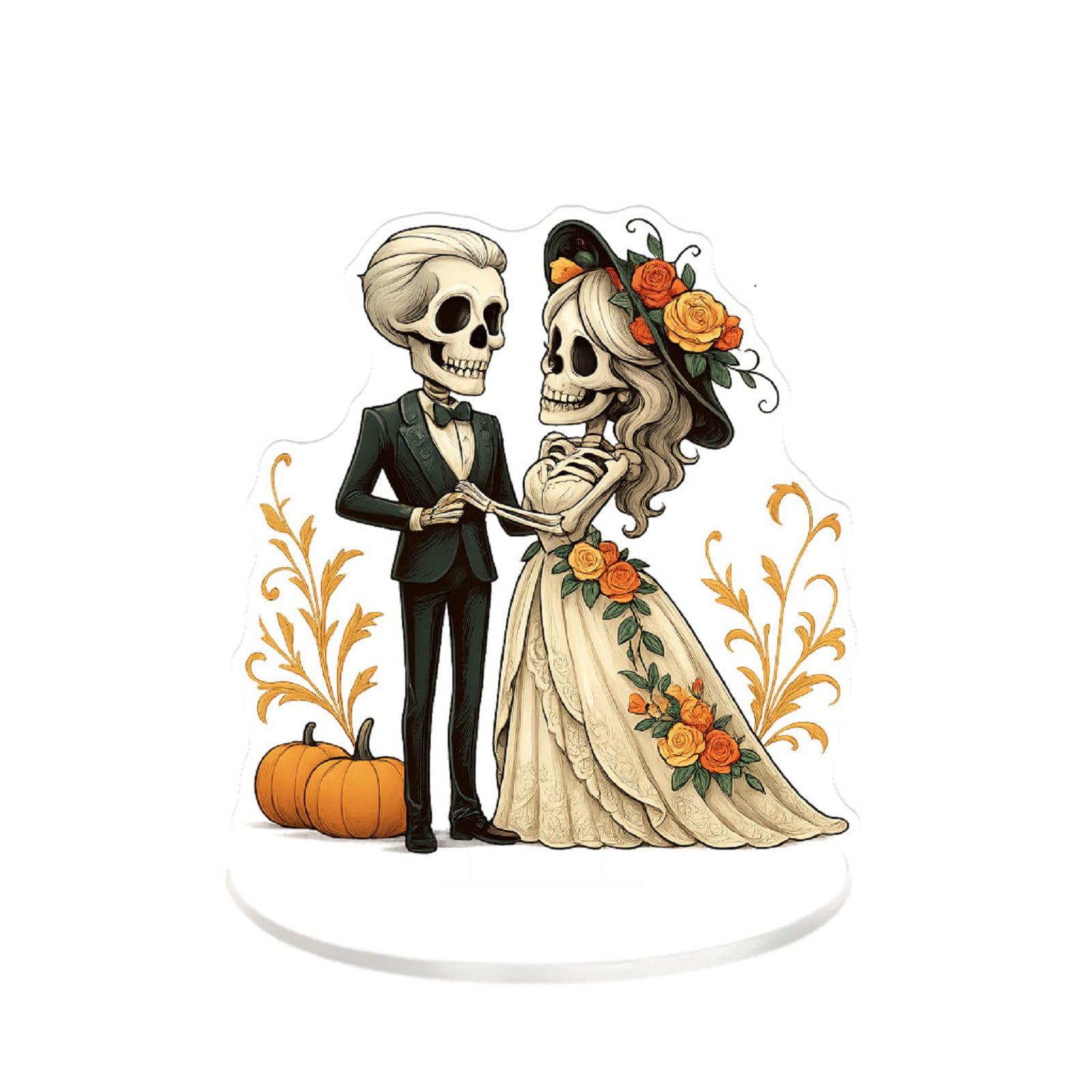 Gothic Wedding Halloween Decorations - 2D Skeleton Couple Acrylic ...