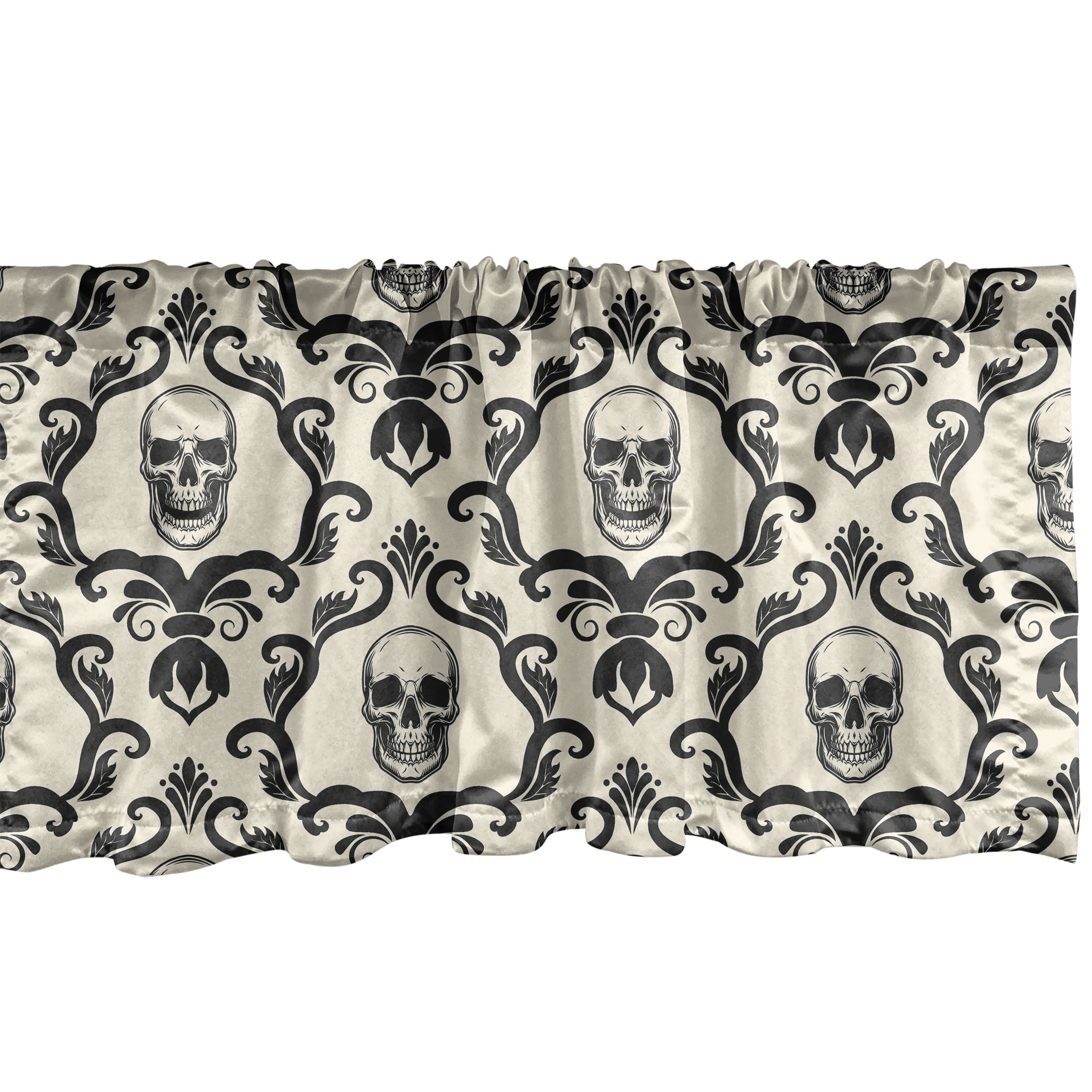 Gothic Window Valance, Vintage Style Minimalist Illustrated Skull ...
