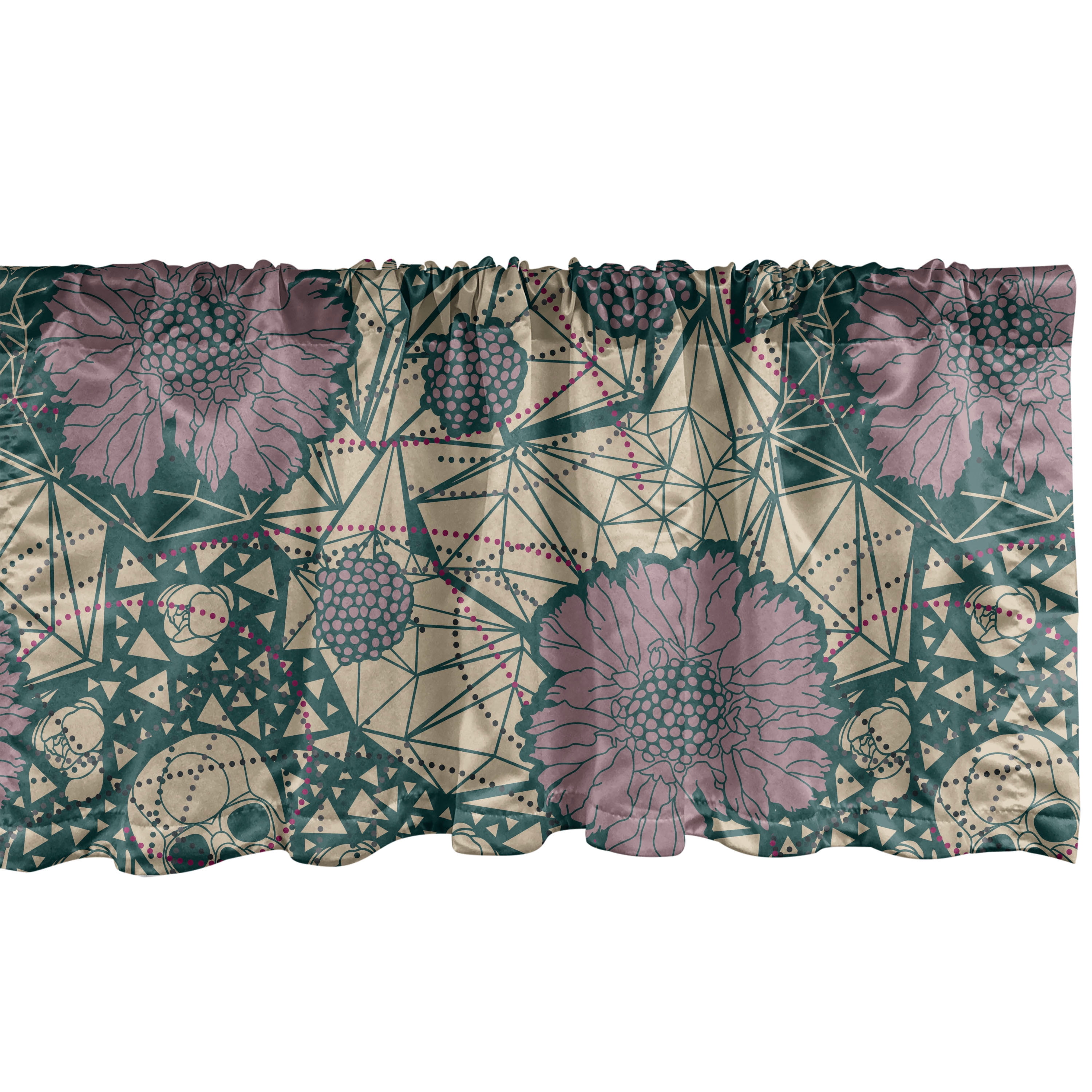 Gothic Window Valance, Witchy Goth Vibe Skull Pattern with Dotted ...