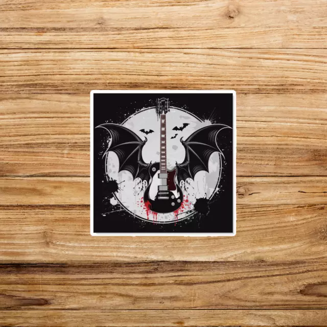 Gothic Winged Electric Guitar Sticker - Rock Musician Gift Idea, Spooky ...