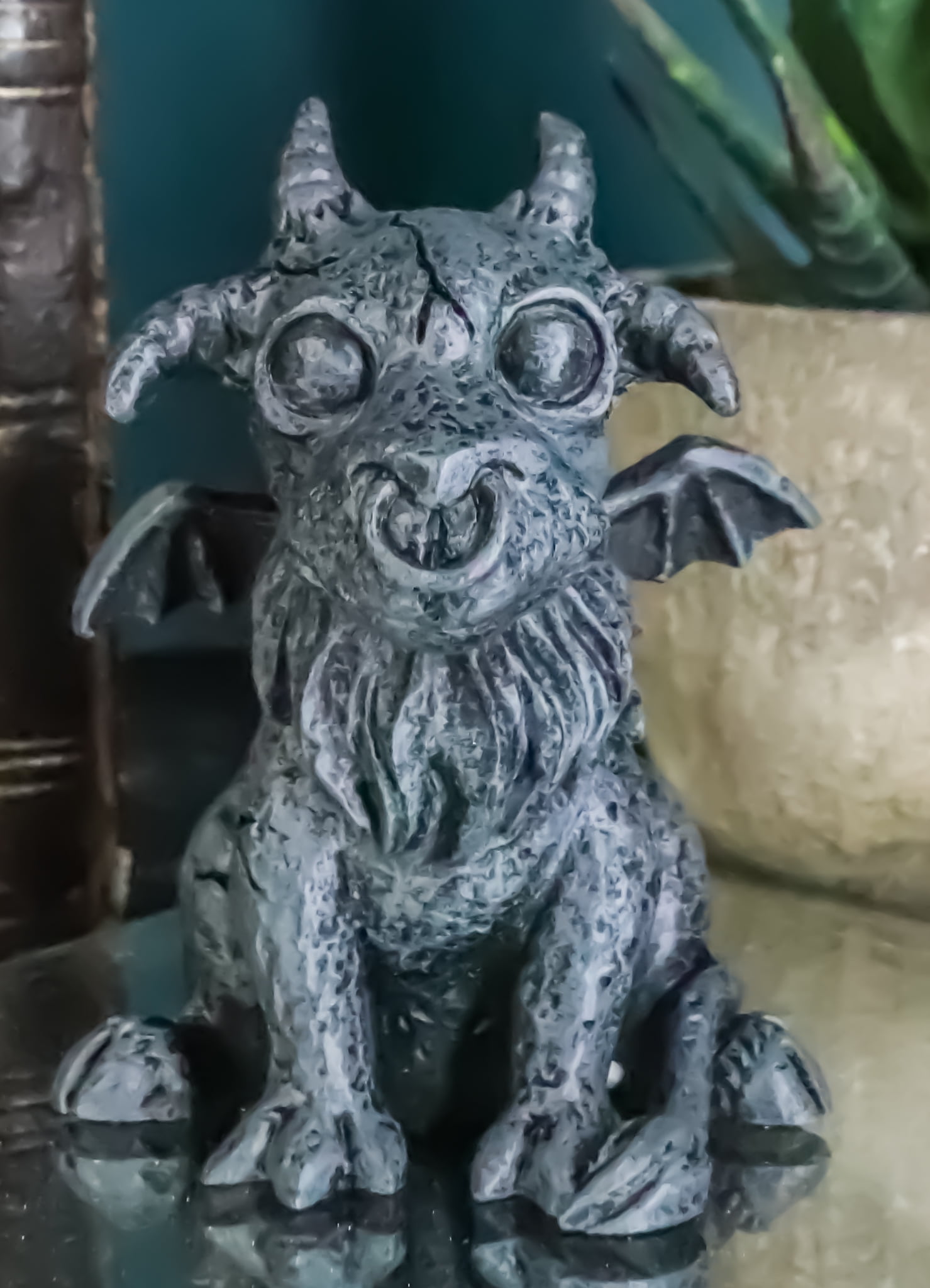 Gothic Winged Guardian Baby Goat Gargoyle Statue Faux Stone Resin Small ...