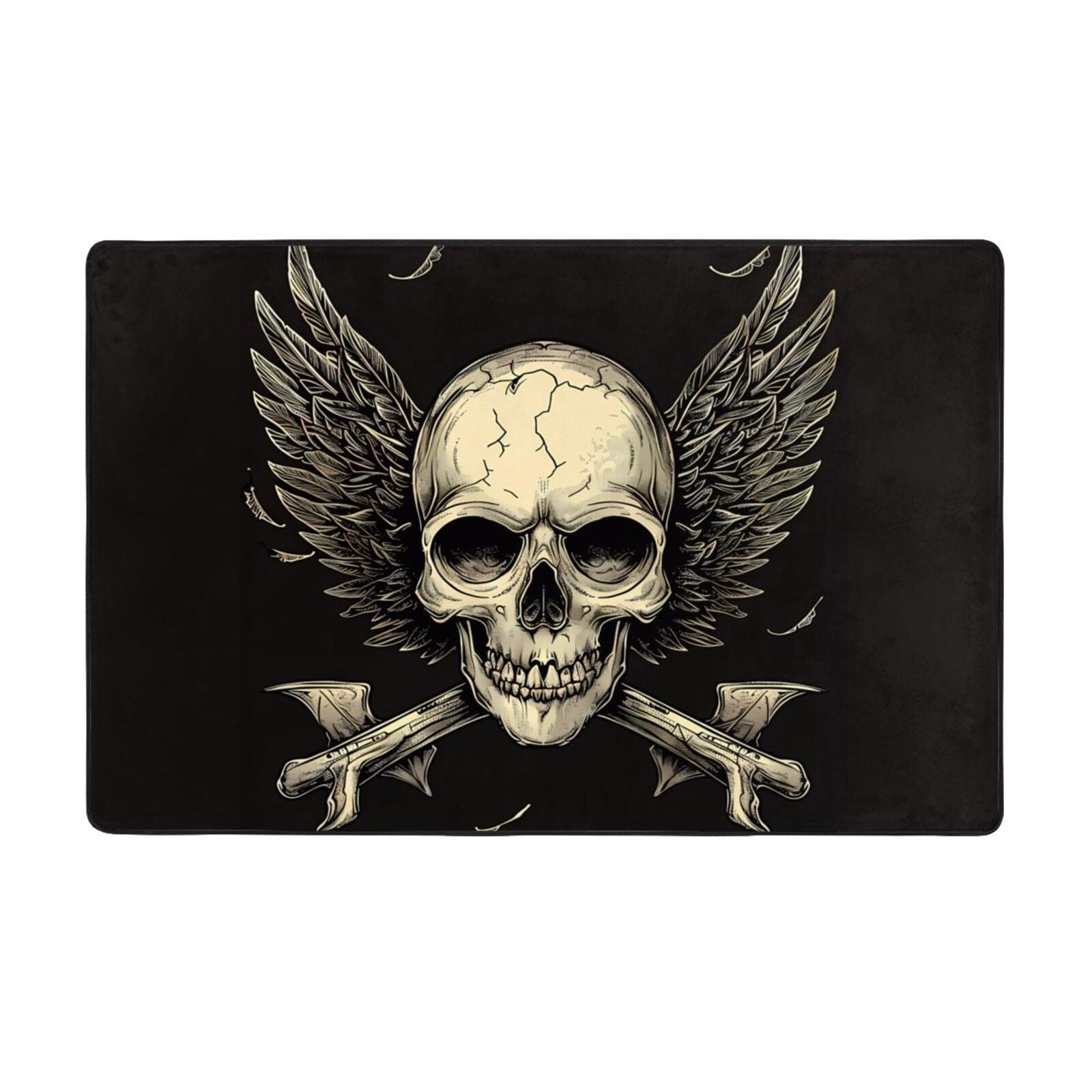 Gothic Winged Skull Bathroom Rugs Non Slip Washable, 60x39in Water ...