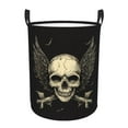 Gothic Winged Skull Laundry Basket with Handles - Freestanding Laundry ...