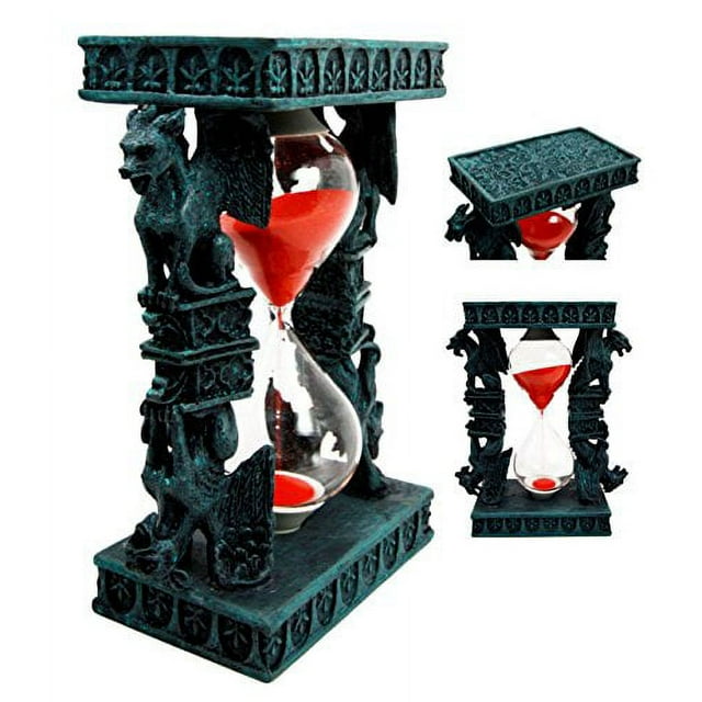 Gothic Winged Stoic Gargoyle Pillars Rooftop Invertible Sand Timer ...