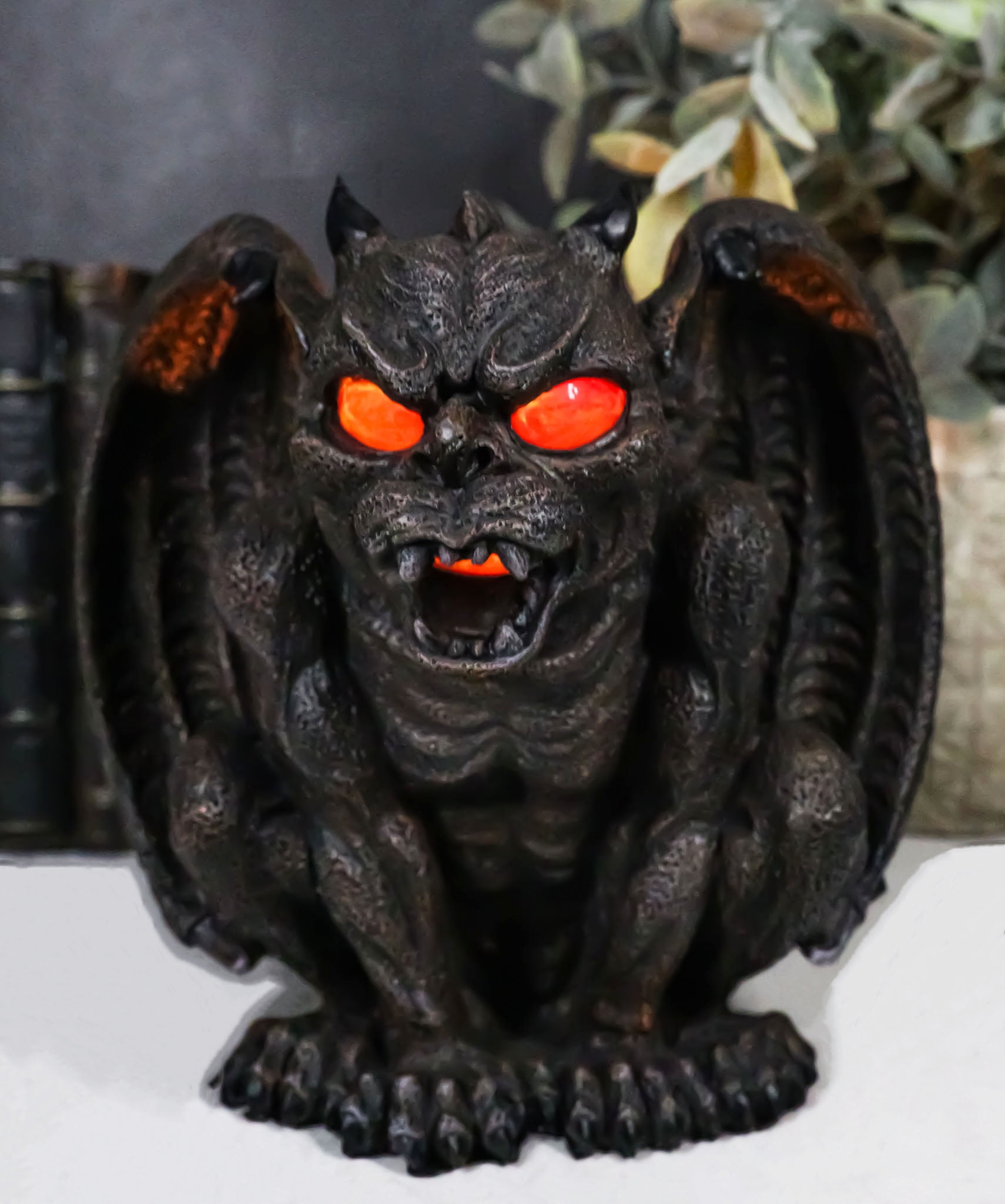 Gothic Winged Vampire Gargoyle With Translucent Eyes Candle Holder ...