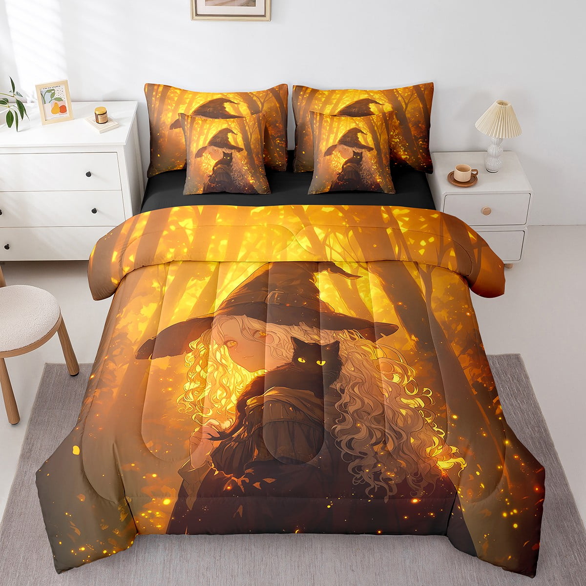 Gothic Witch 7 Piece Comforter Set Full Bed in a Bag Anime Sheet Set ...
