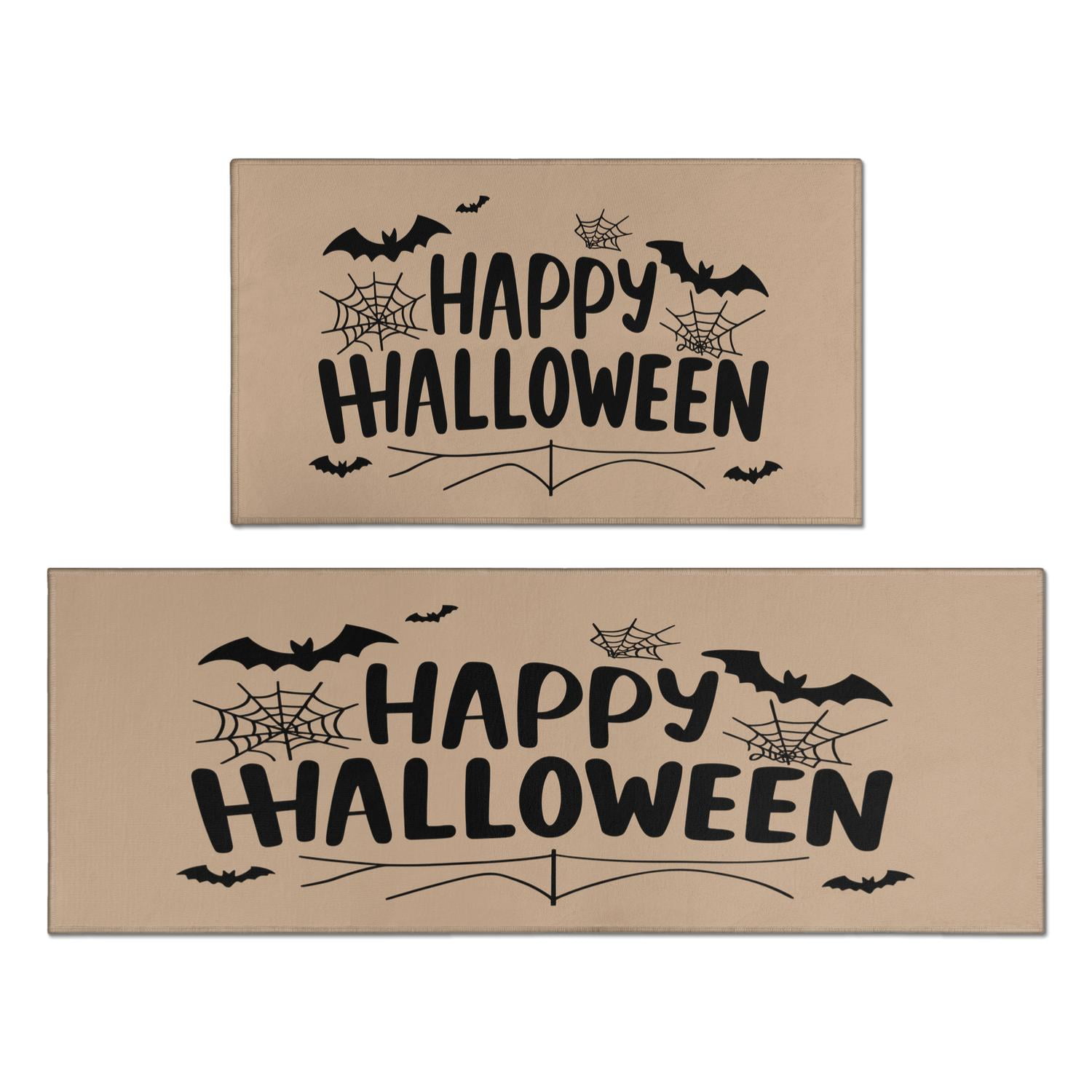 Gothic Witch Design on Black Halloween Kitchen Mats Set Perfectly ...