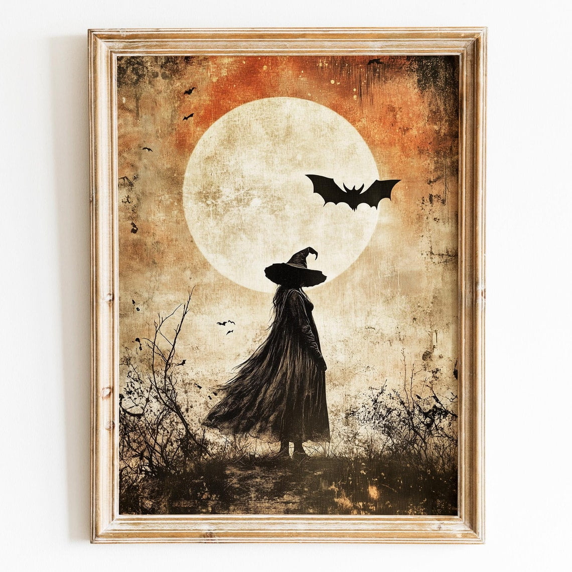 Gothic Witch Poster, Dark Aesthetic Art, Witch Under Moon Wall Art ...